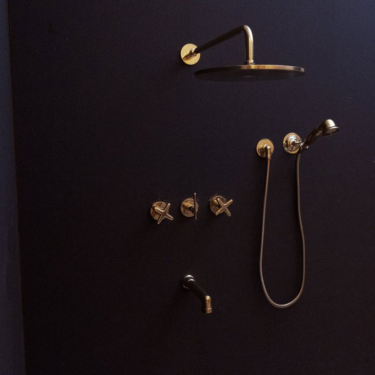Handcrafted Solid Brass Shower Head And handheld Set, Unlacquered Brass ...